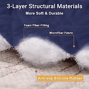 ROSE HOME FASHION Anti-Slip Oversized Recliner Cover for Leather Sofa&Oversized Recliner Covers, Slipcovers for Recliner, Recliner Chair Covers, Double Diamond (Recliner-Oversized:Navy)