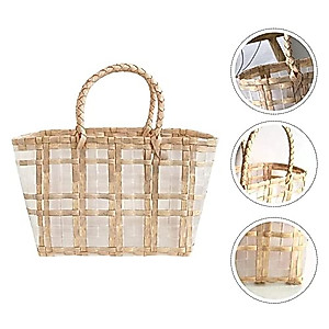 WALTX Round Basket 1Pc Practical Waterproof Durable Shopping Basket Woven Basket for Home Decor Shop Storage Case