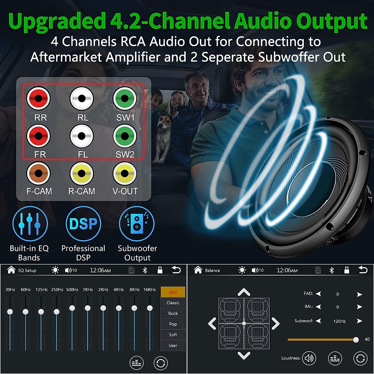 [QLED Screen Upgrade] Double Din Car Stereo with Dash Cam, Wireless Apple CarPlay and Android Auto, Bluetooth 5.3, 4.2-Channel Audio Output, MirrorLink, Backup Camera, AM/FM Car Radio