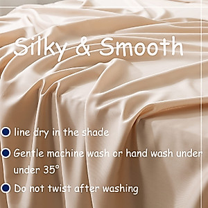 FADFAY Bed Sheets Set Cal King Size Champagne Gold Sheet Luxury Lyocell Tencel 600 TC Soft Silky Deep Pocket Sheets 17.5'' 4 Pcs, Cal King