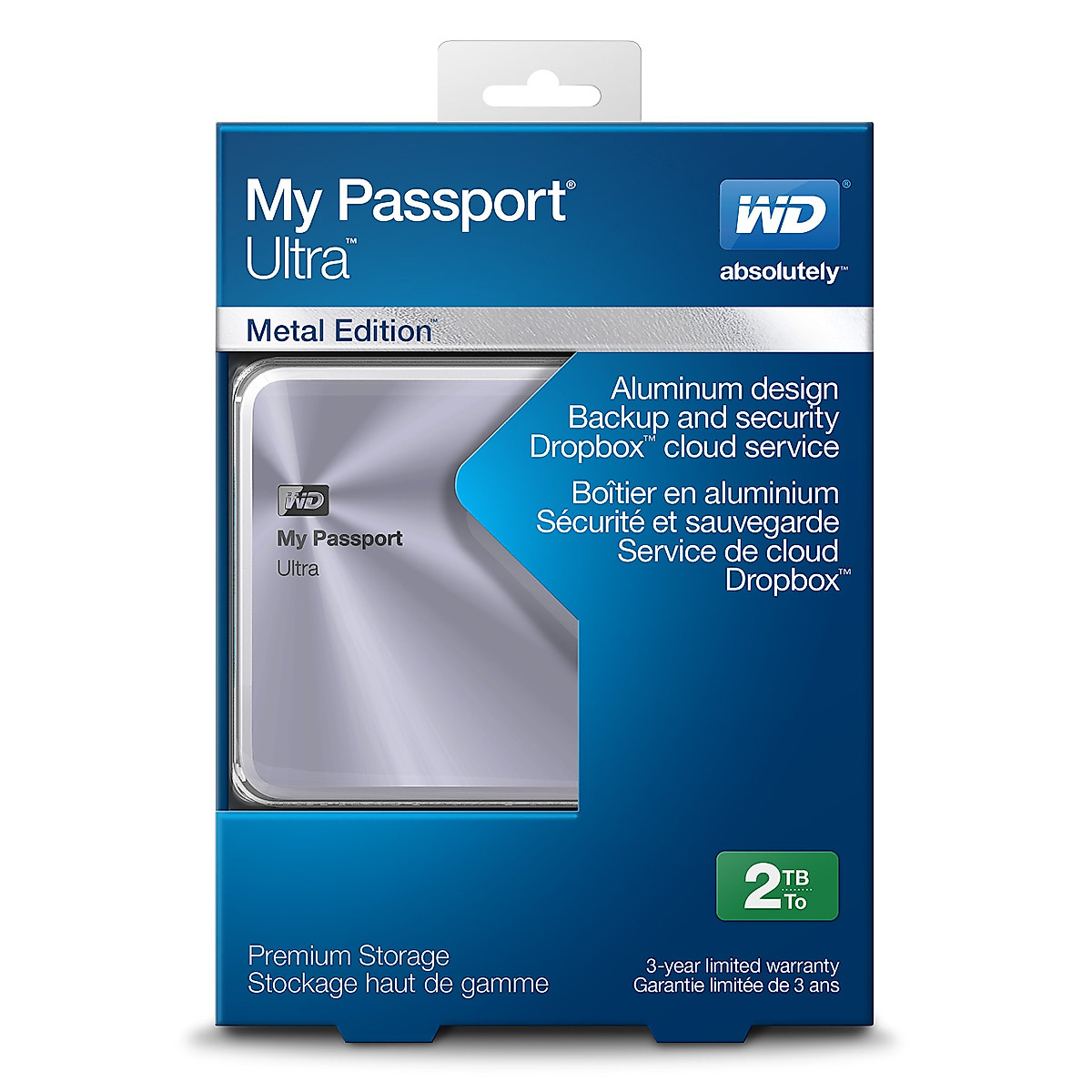 WD 2TB Silver My Passport Ultra Metal Edition Portable External Hard Drive - USB 3.0 - WDBEZW0020BSL-NESN