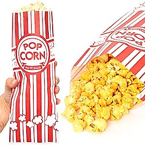 Leak-proof, Grease Resistant Popcorn Bags 500 Pack. Tear Resistant, Single Serving 2oz Paper Sleeves in Nostalgic Red/White Design. Great Movie Theme Party Supplies, Retro Carnivals & Fundraisers