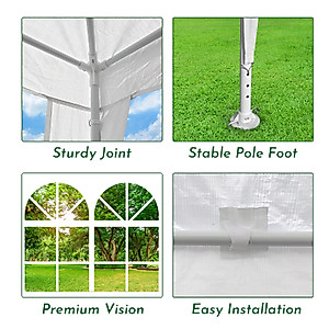 Doppy Outdoor Gazebo White Canopy, 10'x30' Outdoor Canopy Tent Heavy Duty Canopy Event Tent with Sidewalls Waterproof Sun Snow Rain Shelter Tent for Party Wedding Meeting, Camping