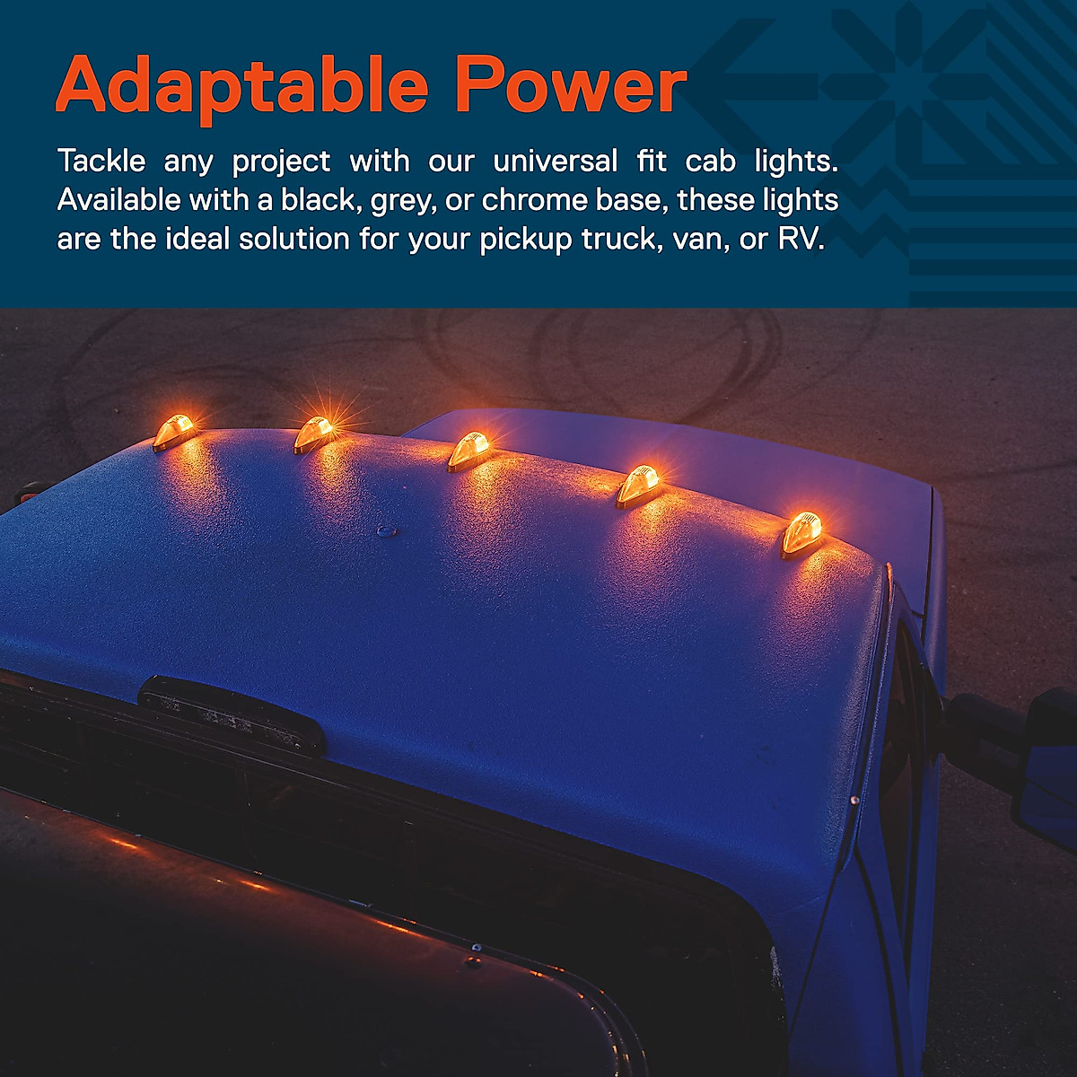 TRUE MODS Amber LED Teardrop Cab Marker Light Kit [Chrome Base] [DOT FMVSS 108] [SAE P2PC] [Universal Fit] Tear Drop for Truck RV Van Ford Super Duty F150 F250 F350 Chevy Silverado Dodge Ram