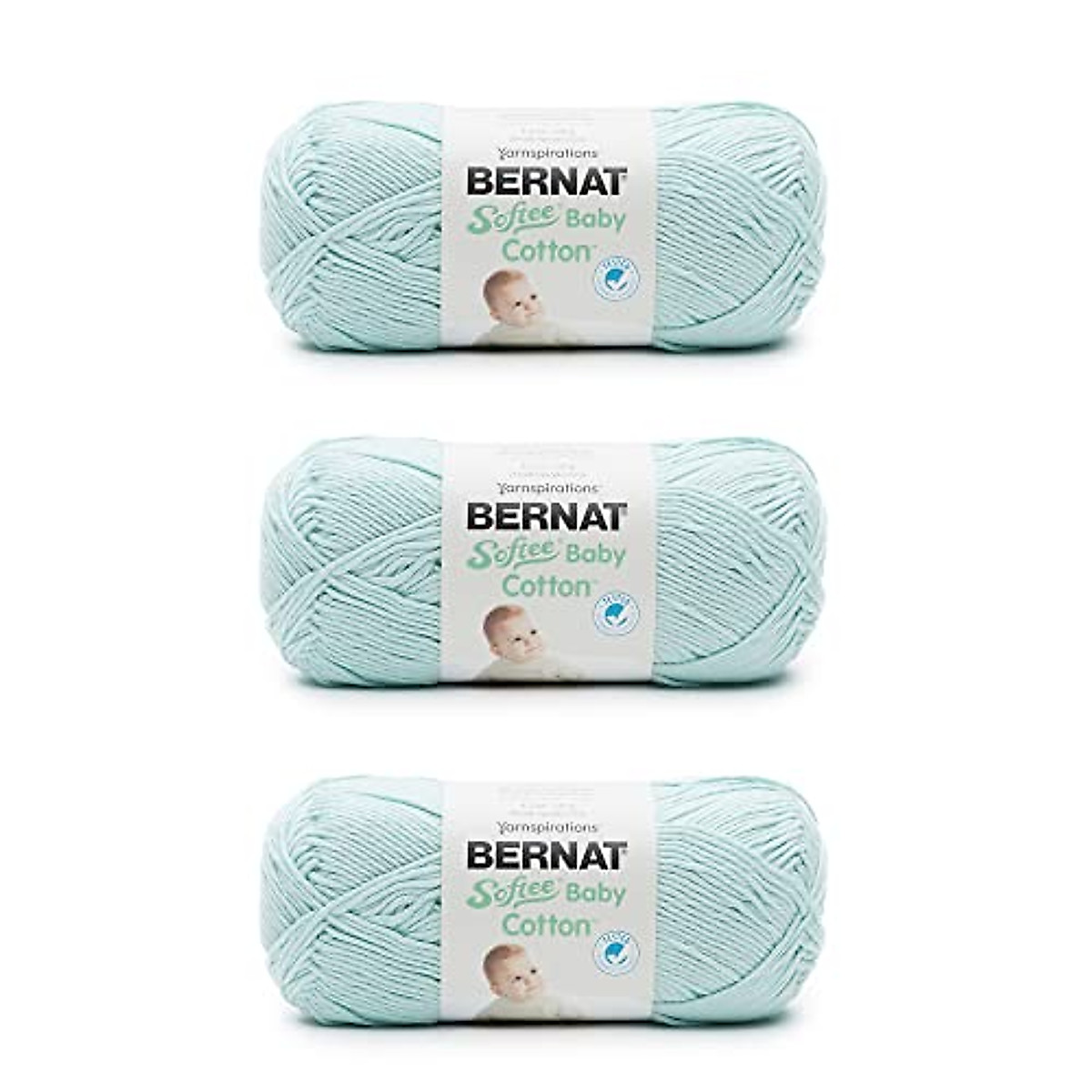 Bernat Softee Baby Cotton Aqua Mist Yarn - 3 Pack of 120g/4.25oz - Blend - 3 DK (Light) - 254 Yards - Knitting/Crochet