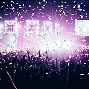 Modixun 250Grams Rectangle Silver Metallic Confetti, Large Glitter Throwing Metallic Foil Confetti, Table Scatter Confetti Decorations for Wedding, Graduation Party, Birthday, Silver