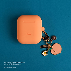 elago AirPods Keyring [PEACH] - Charm for AirPods, Handbag, Tote, Purse, Backpack, Bag, Car Key, Durable Keychain, Sturdy material, Cute Accessories for Women