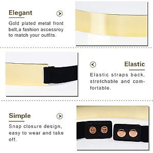 Women Elastic Mirror Metal Waist Belt Metallic Waistband,Golden, One Size