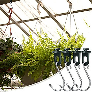 Ripeng Greenhouse Hooks Hanger Greenhouse Twist Clips Greenhouse Fixing Clips with Stainless Steel S Hooks for Outdoor Garden Hanging Plants Plastic Insulation Netting Shading (100 Pieces)