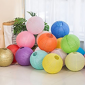 Chinese Style Paper Lanterns, Set of 5, Suitable for Party Decoration (Yellow, 10in)