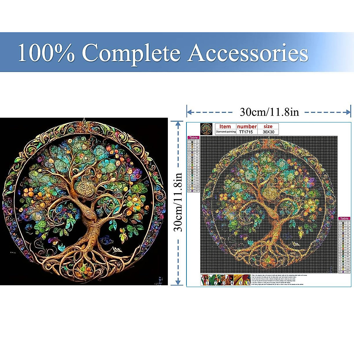 JFYHAB DIY 5D Diamond Painting Kits for Adults Diamond Art Tree of Life Diamond Painting Full Drill Crystal Rhinestone Embroidery Craft Kits for Home Wall Decor Gifts, 12x12inch