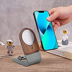 Natural Walnut Stand for Apple MagSafe Charger Compatible with iPhone14/14 Plus/14 Pro Max- iPhone13/13 Mini/13 Pro Max- iPhone12 Series