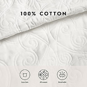 Laura Ashley Felicity Collection Quilt Set-100% Cotton, Reversible, All Season Bedding with Matching Sham(s), Pre-Washed for Added Softness, King, White