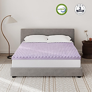 Dyonery 2 Inch Egg Crate Memory Foam Queen Mattress Topper, Soothing Lavender Infused, CertiPUR-US Certified, Cooling Sleep, Pressure Relief, 60"×80"×2"