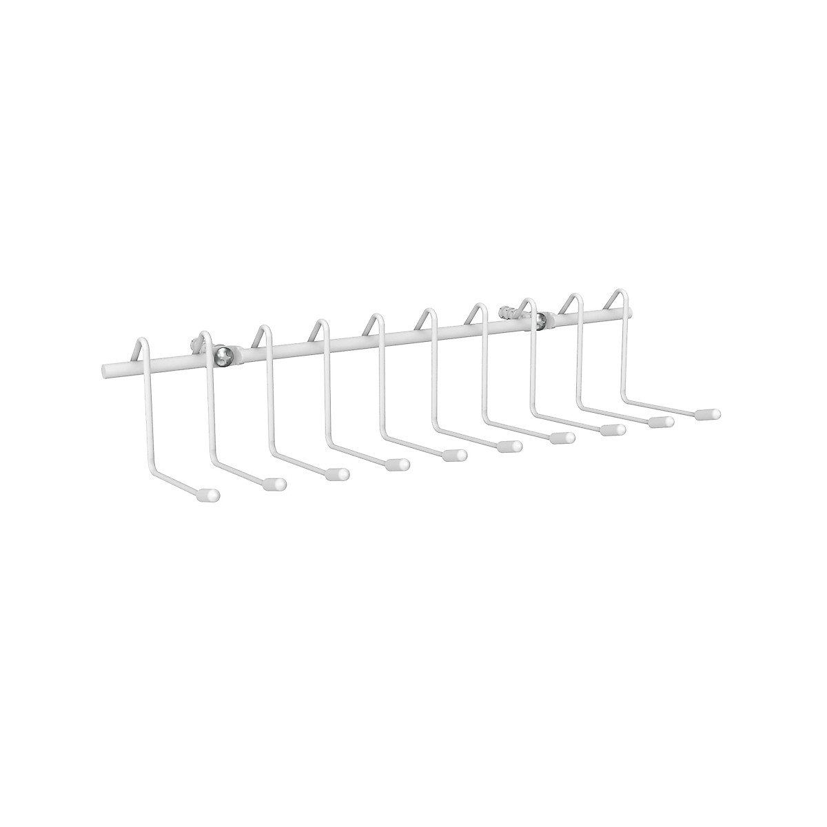 ClosetMaid Hanging Rack for Ties, Belts, Scarves, Jewelry, 10 Hooks, Attaches to Wire Shelving or Wall Mount, Durable Steel, White