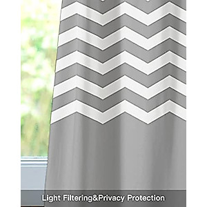 Artwork Store Valances Windows Curtain Blue Anchor Gary and White Zig Zag Pattern Kitchen Valances Rod Pocket Window Treatment Short Curtains Valance for Window 1 Panel,60 by 18 inches