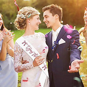 Tying The Knot Sash Just Engagement for Bachelorette Party Decorations Bow Themed Bridal Shower Wedding Party Decorations Supplies for Girls Pink Bow Engagement Garland Photo Props Pink Glitter