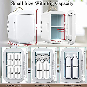NXONE Mini Fridge,4 Liter/6 Can AC/DC Small Refrigerator,Portable Thermometric Cooler and Warmer Freezer Skincare fridge for Foods,Beverage,Medications, Home,Bedroom,Dorm,Office and Car