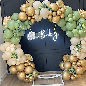 Sage Green Balloons Garland Kit Arch Olive Pearl And Metallic Gold Nude Neutral For Birthday Party Baby Shower Decoration 146pcs