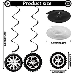 60PCS Race Car Birthday Party Decorations Wheel Tire Hanging Swirls Ornaments Racing Car Ceiling Hanging Decor Supplies Tire Tubes Hanging Decor for Race Car Theme Party Birthday Party Favors