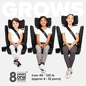 Diono Monterey 5iST FixSafe High Back Booster Car Seat with Expandable Height and Width, Compact Fold to Full Size Booster, Foldable, Portable Booster for Go-Anywhere Travel, Black Jet