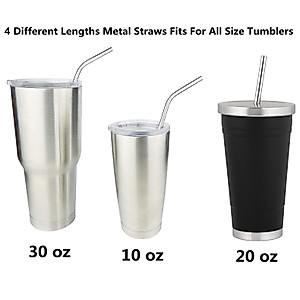Reusable Stainless Steel Drinking Straws, 20 Pcs 4 Size - 6.3'' 7.1'' 8.5'' 10.5'', BPA Free Long Short Smoothie Drinking Curved Bent Straws with 2 Brushes and Carry Bag, Fit for 10/20/30 oz Tumblers