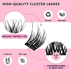 MilyBest Lash Clusters DIY Eyelash Extensions 168 Clusters Lashes Natural Look C D Curl 10-18MM Individual Lashes Cluster Eyelash Clusters Extensions Wispy Eyelashes DIY at Home, H09