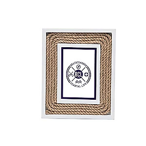 Beachcombers B22533 White Trim with Natural Rope Picture Frame, 3.5 x 5-inch