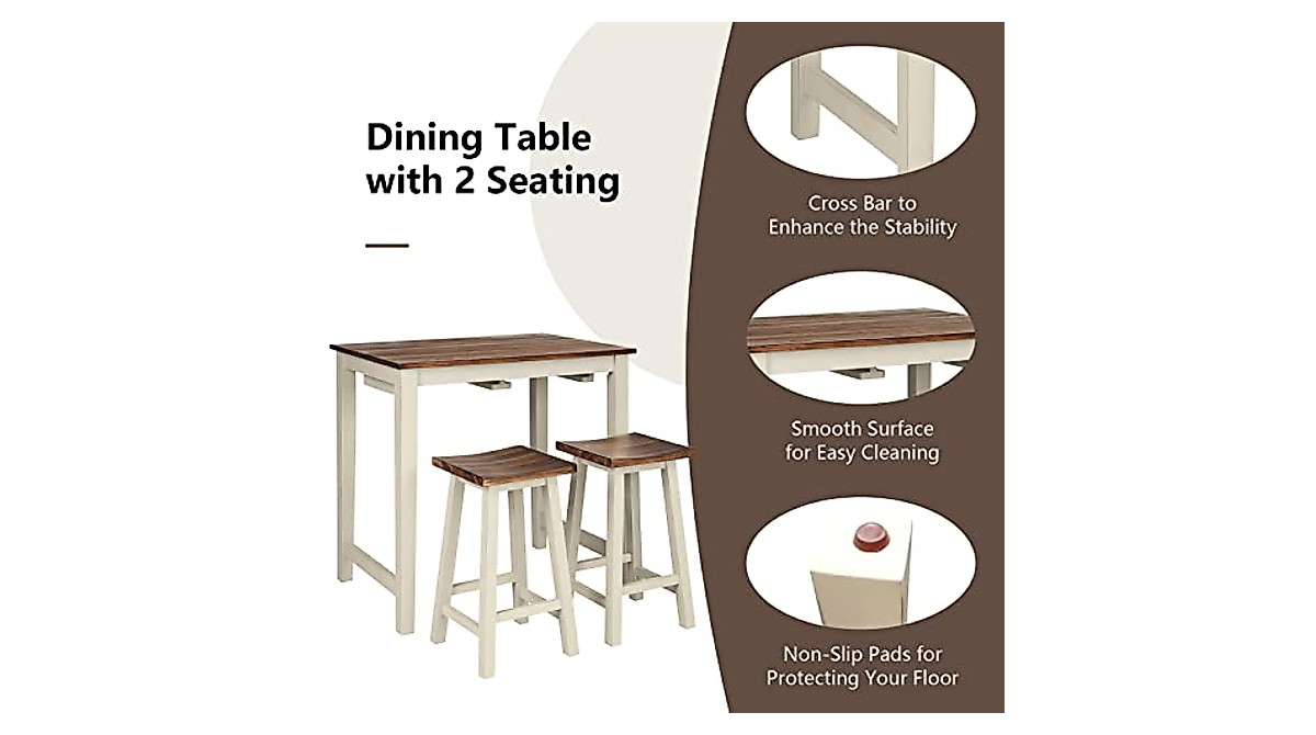 COSTWAY 3-Piece Dining Set - Stylish & Space-Saving