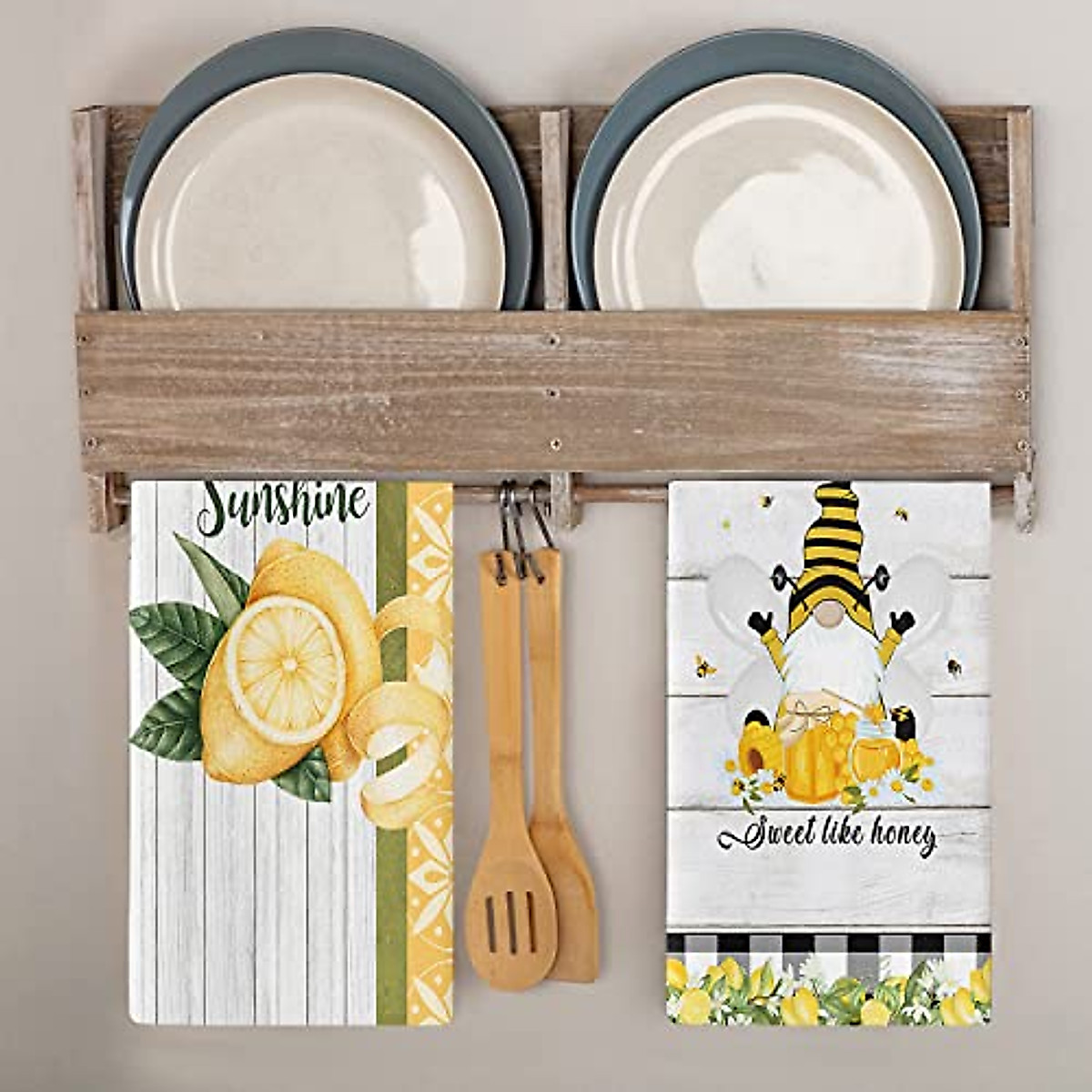 HADEEONG Summer Time Lemons Dish Towels for Kitchen, 16 x 23.6 Inch Fast Drying Absorbent Tea Towels Dishcloths, Seasonal Hand Towels for Daily Kitchen Home Cleaning Baking Set of 4