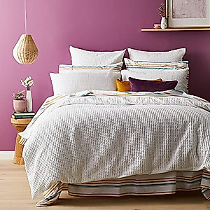 Merryfeel Waffle Duvet Cover Set,100% Cotton Waffle Weave Textured Duvet Cover Set - Full/Queen White