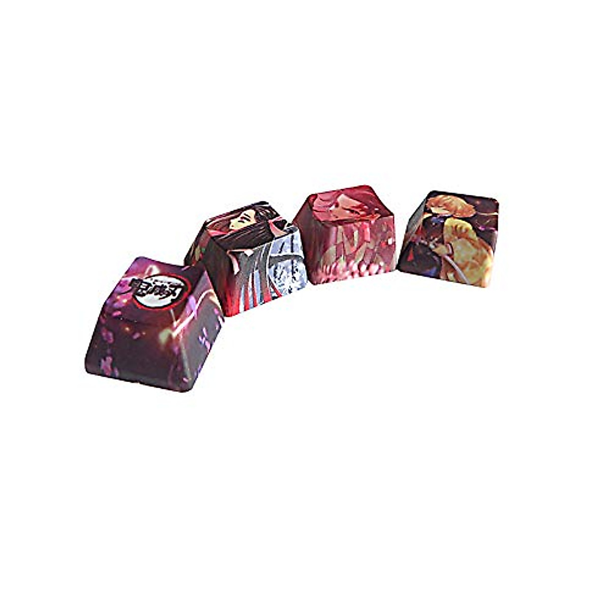 4 keycap Set, 5-Side Dye-subbed PBT Keycaps, R4 Keycaps, DIY OEM Keycaps for Gaming Mechanical Keyboard, Demon Slayer