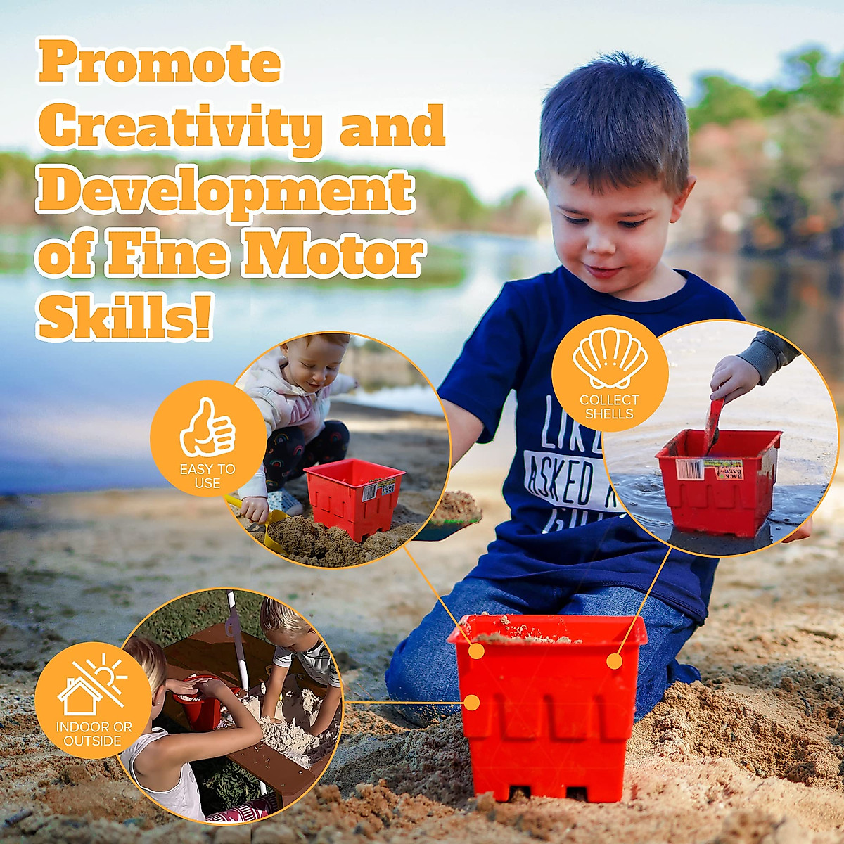 Back Bay Play Sand Castle Molds Sand Castle Building Kit - Beach Toys Kit - Snow & Sand Toys Sets for Kids Outdoor Sandbox Toys for Toddlers 1.5 Year and Up Made in USA (6 Piece with Shovels)