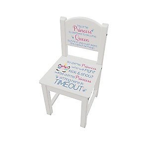 Finished Kids Time out chair, Children's Timeout chair, Naught spot chair with UV printing (White)