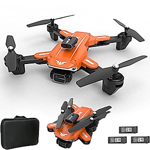AIROKA H109 RC Drone with 4K HD Camera, Three-sided Obstacle Avoidance Remote Control Quadcopter Optical Flow Fixed High Aerobatic Rollover Fold Toys,One Key Start Speed Adjustment,360° circle fly at high speeds , Headless Mode,One Key Return (orange)
