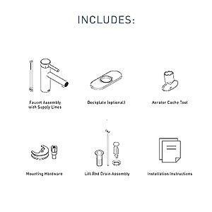 Moen Align Brushed Nickel One-Handle Modern Bathroom Faucet with Drain Assembly and Optional Deckplate, 6190BN