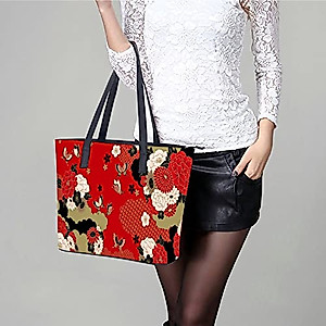 Womens Handbag Japanese Butterfly And Flowers Leather Tote Bag Top Handle Satchel Bags For Lady