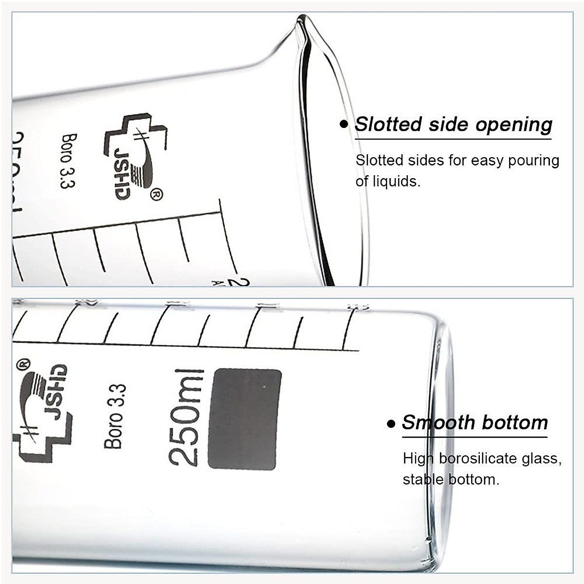 ADAMAS-BETA 14PCS Glass Beaker Set, 6 Sizes - 10ml 50ml 100ml 250ml 500ml 1000ml Graduated Beakers + 11" Beaker Tongs + 3pcs Glass Stirring Rods + 3pcs Magnetic Stir Bar + 1000ml Beaker Brush