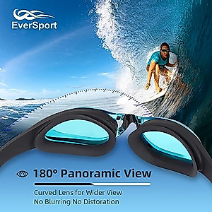 EverSport Goggles Swimming Adult 2 Pack, Anti Fog Swim Goggles for Women Men Youth Pool Water Goggles No Leak UV Protection