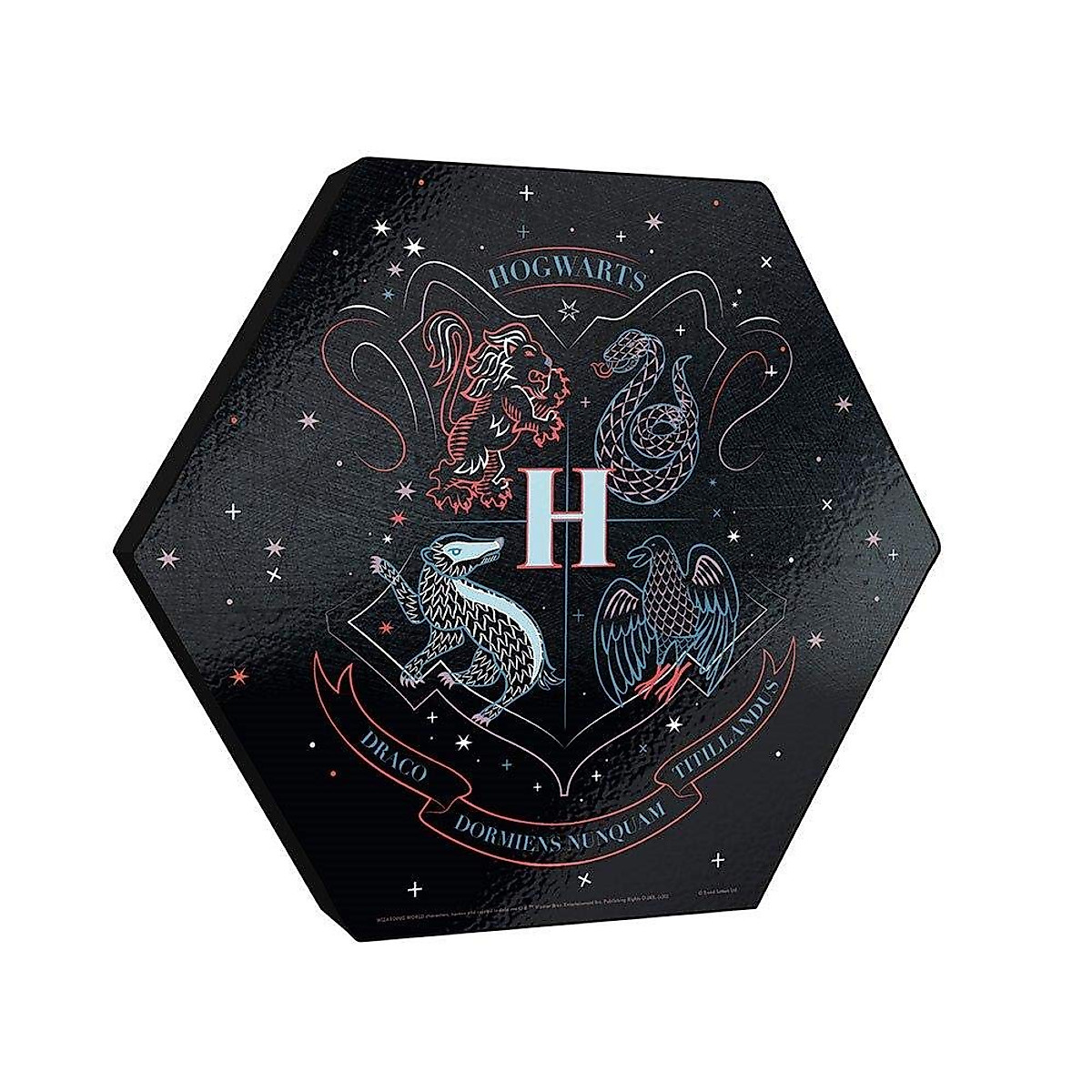 Harry Potter – Hogwarts School of Witchcraft and Wizardry – Crest - 11.5” X 10” Hexagon Shaped KNEXAGON Wood Print – Hang Alone or Connect to Other Pieces – Officially Licensed Merchandise