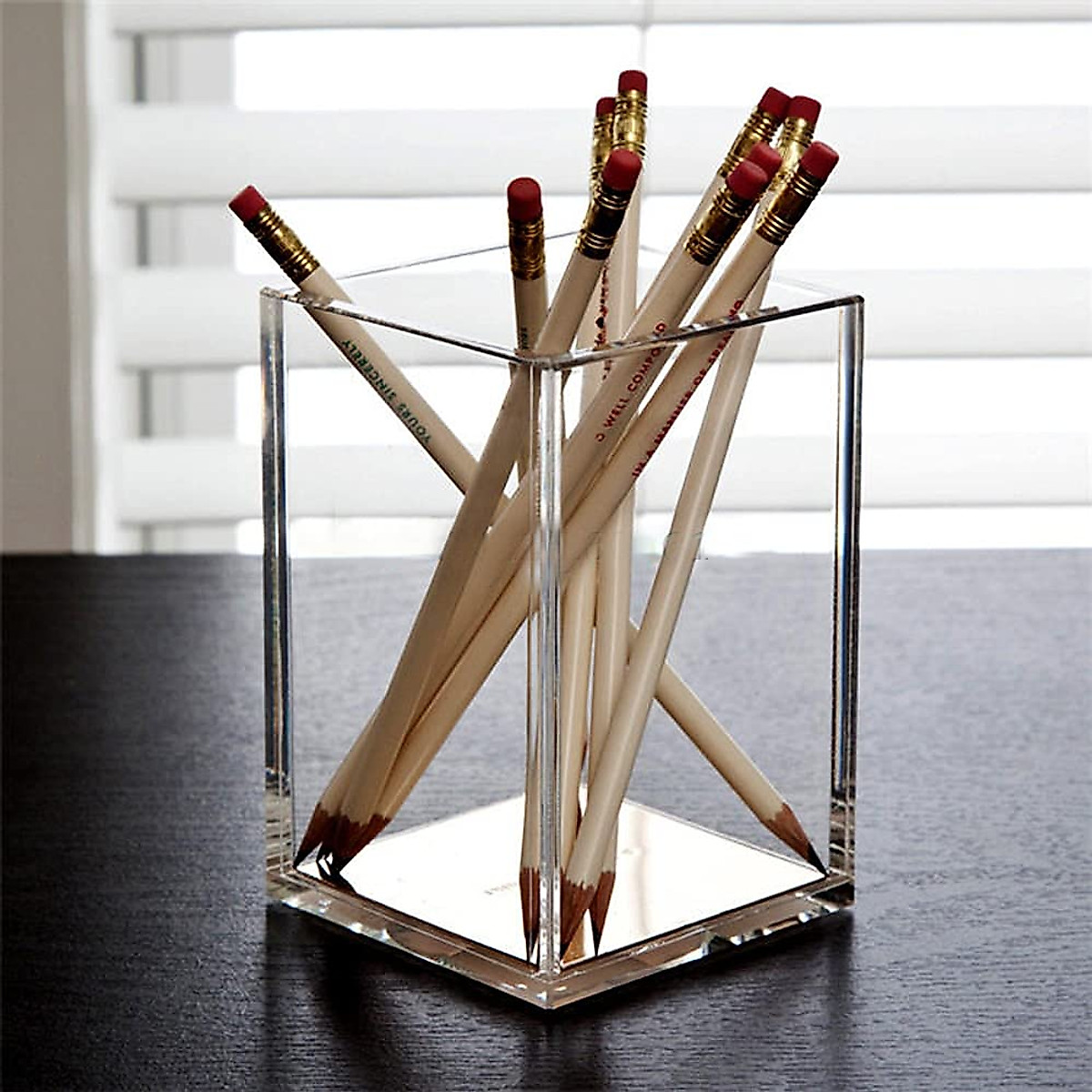 2 Pack Clear Acrylic Pencil Pen Holder Cup, Makeup Brush Holder Acrylic Desk Accessories