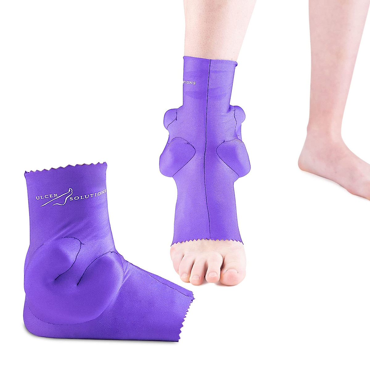 Ulcer Solutions Ankle Keeper, Ankle Protector for Pressure Sores, Lightweight, Stretchable Ankle Pillow, Enhanced Ankle Pads for Better Comfort and Mobility (Medium: 7.5-9.0” (19.0-23cm))