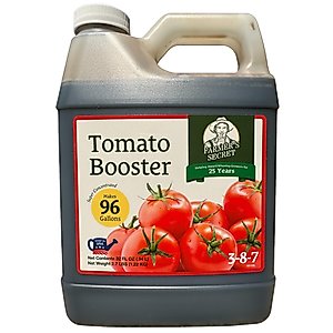 Farmer's Secret Tomato Booster Fertilizer (32oz) - Super Concentrated - 3:8:7 Ratio Fortified with Humic Acid, Iron and Calcium - Grow More Tomatoes