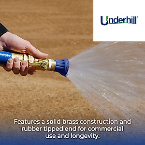 Underhill Precision Cloudburst Garden Water Hose Nozzle, Sprayer, 48 GPM 80 PSI, 3/4-Inch Thread Inlet, Heavy-Duty Brass and Rubber, HN4800