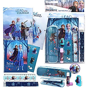 Disney Frozen All You Need for School Stationery Gifts Set - Pencils Eraser Notebook Case Ruler Folders for Back to The Pre School Kindergarten Education Goodies Supplies for Kids Girls