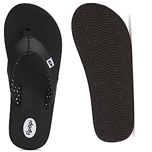 Floopi Womens Yoga Comfort Sponge Thong Flip Flop Sandals (8, Black-518)
