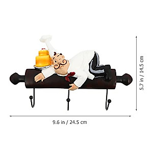 Chef Wall Hanger Fat Chef Wall Hooks Bakery Decorative Chef with Cake Figurine Wall Keys Aprons Utilities Hook Chef Wall Art for Kitchen Wall Decoration