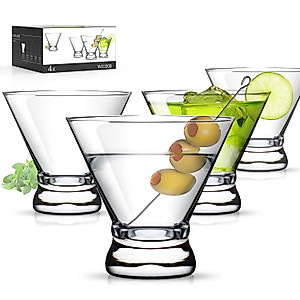 LUNA & MANTHA Martini Glasses Set of 4, Stemless Martini Cocktail Glasses for Margarita, Manhattan, Cosmopolitan, Home Bar, Evening Parties, Birthdays, Housewarming Gift, Crystal Clear 8 OZ