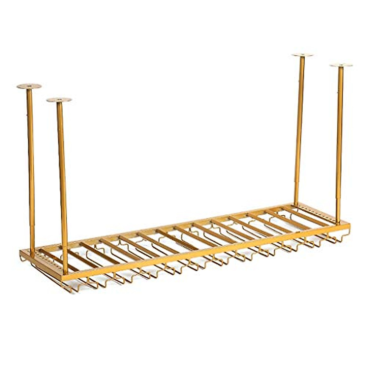 Wine Stemware Racks, Ceiling Hanging Wine Glass Holder, Wine Bottle Holder, Metal Wine Goblet Rack for Restaurants Kitchens Bar Storage Display Shelf, Gold (Size : 80×35cm(32×14inc