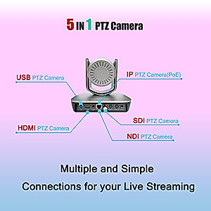 AVKANS NDI Camera 20X Optical Zoom NDI PTZ Camera HDMI USB 3G-SDI IP Live Streaming PTZ Camera for Church Worship Live Events,PoE Support Official NDI Camera